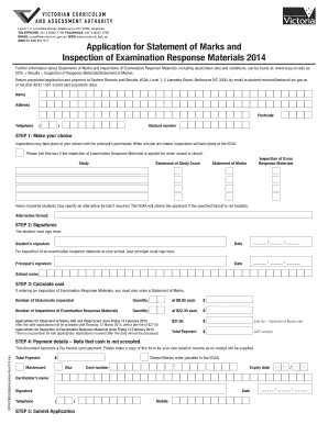 Fillable Online Application for Statement of Marks & Inspection of ...