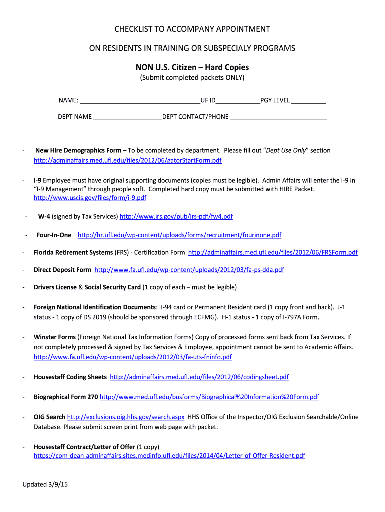 Fillable Online com-dean-adminaffairs sites medinfo ufl NON US Citizen ...