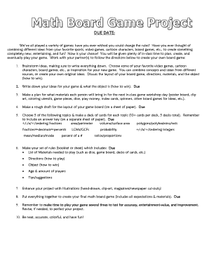 Fillable Online create a math board game projectdoc Fax Email Print ...