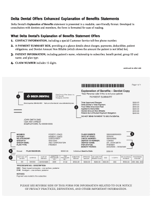 Fillable Online Delta Dental Offers Enhanced Explanation of Benefits Statements Fax Email Print ...