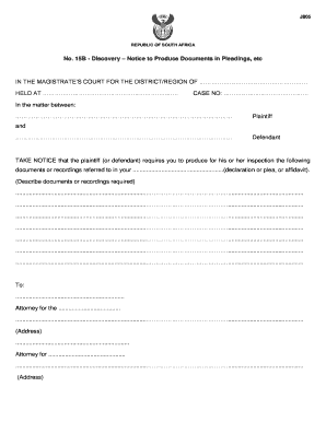 Fillable Online justice gov 15B - Discovery Notice to Produce Documents ...