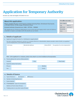 Fillable Online resources ccc govt Application for Temporary Authority ...