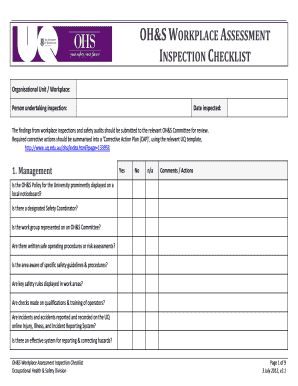 Fillable Online OH&S WORKPLACE ASSESSMENT Fax Email Print - pdfFiller