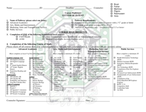 Fillable Online Name: ID: Deadline: Counselor: Career Pathways LETTER OF INTENT 1 Fax Email ...