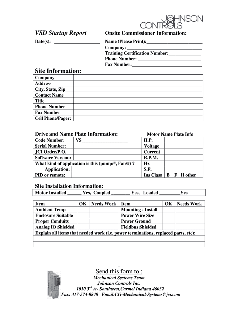 Fillable Online VSD Startup Report - Interstate HVAC Controls Fax Email ...
