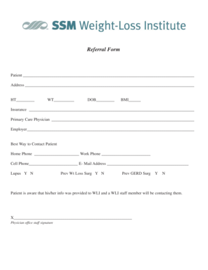 Fillable Online Referral Form - SSM Health Care St. Louis Fax Email ...