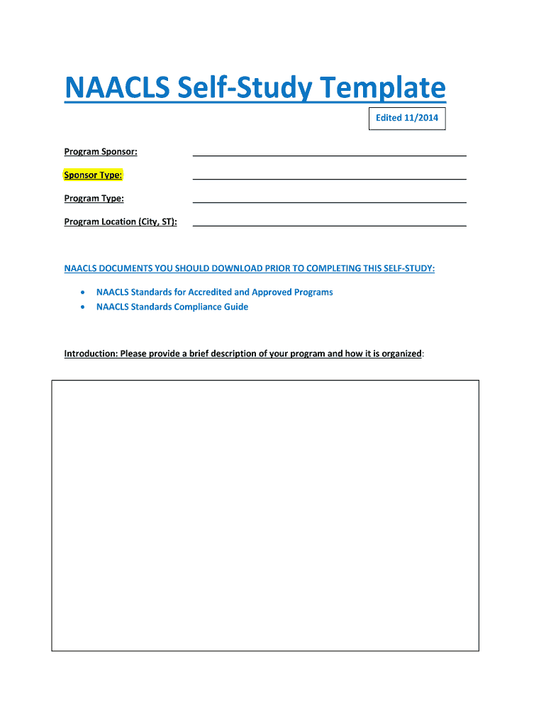 Fillable Online naacls NAACLS Self-Study Template Fax Email Print ...