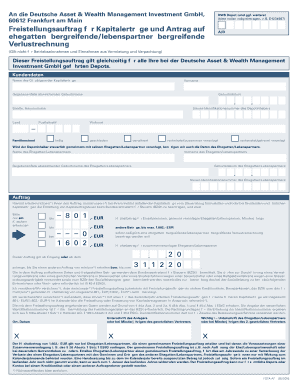Ausfüllbar Online DWS Frankfurt Freistellungsauftrag DWS Frankfurt ...