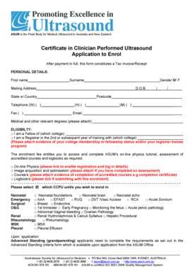 Fillable Online Certificate in Clinician Performed Ultrasound ... Fax ...