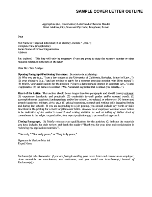 Fillable Online SAMPLE COVER LETTER OUTLINE Fax Email Print - pdfFiller