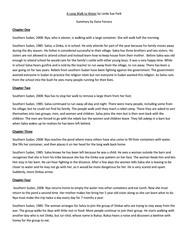 Fillable Online A Long Walk to Water by Linda Sue Park Fax Email Print ...
