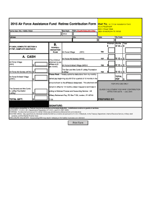 Fillable Online afassistancefund Retiree Contribution Form - Air Force ...