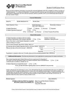 Fillable Online Dependent Student Medical Leave Certification Form Fax Email Print - pdfFiller