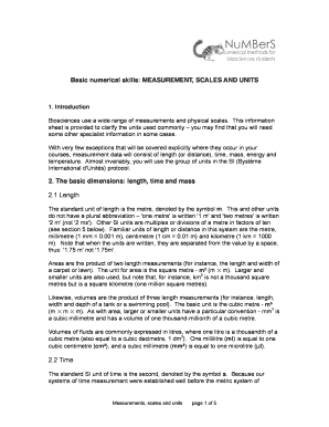 Fillable Online Basic numerical skills: MEASUREMENT, SCALES AND UNITS ...