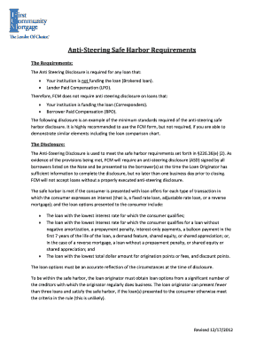 Fillable Online Anti-Steering Safe Harbor Disclosure Instructions Fax ...