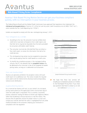 Fillable Online Risk-Based Pricing Rules Compliance Fax Email Print ...