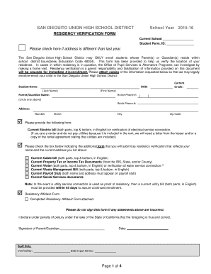 Fillable Online RESIDENCY VERIFICATION FORM Fax Email Print - pdfFiller