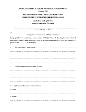 Fillable Online Application for Registration as an Occupational Fax ...