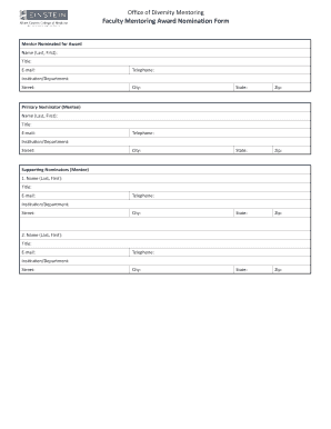 Fillable Online einstein yu Faculty Mentoring Award Nomination Form Fax Email Print - pdfFiller