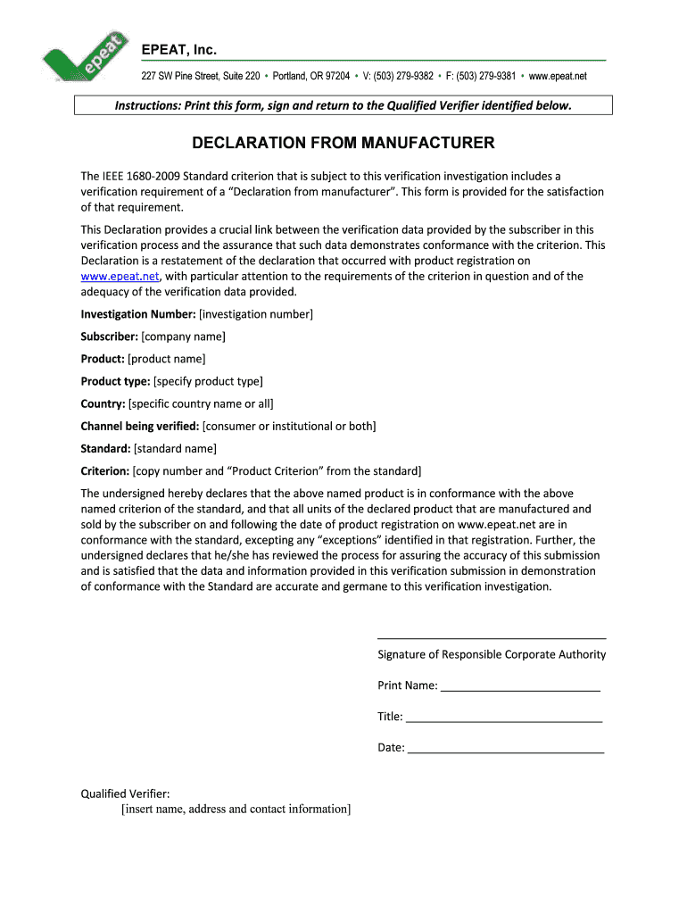 Fillable Online epeat 1680-3-protocols-4-0-declaration - epeat Fax Email Print - pdfFiller