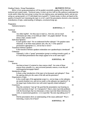Fillable Online Grading Criteria: Group Presentations Fax Email Print ...