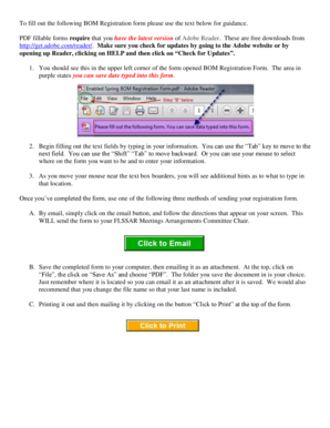 Fillable Online flssar To fill out the following BOM Registration form ...