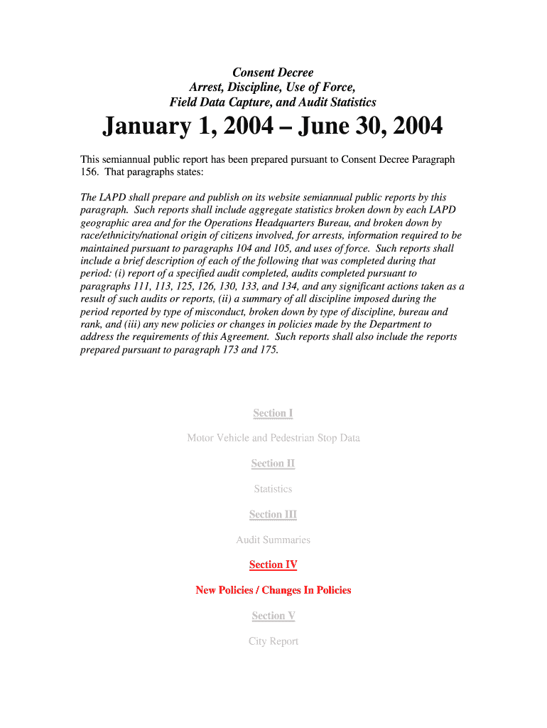 Fillable Online Final Consent Decree - Los Angeles Police Department ...
