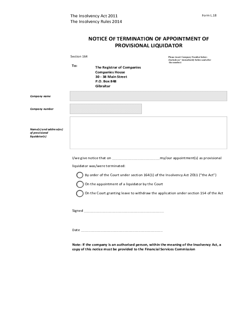 Fillable Online L.18 Notice of Termination of Appointment of ...