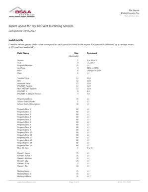 Fillable Online Export Layout for Tax Bills Sent to Printing Services ...