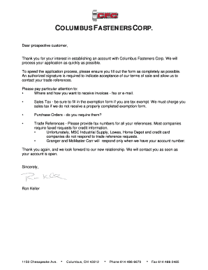 Fillable Online COLUMBUS FASTENERS CORP. Fax Email Print - pdfFiller