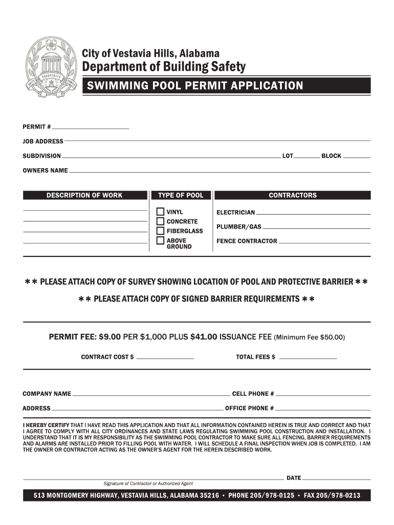Fillable Online Swimming Pool Permit Application9-11-13ai Fax Email Print - pdfFiller