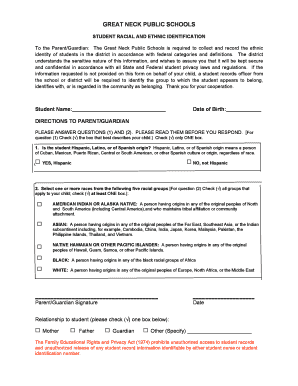 Fillable Online STUDENT RACIAL AND ETHNIC IDENTIFICATION Fax Email ...