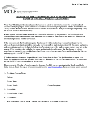 Fillable Online mcleboard Form 9: Denied Accreditation Application ...