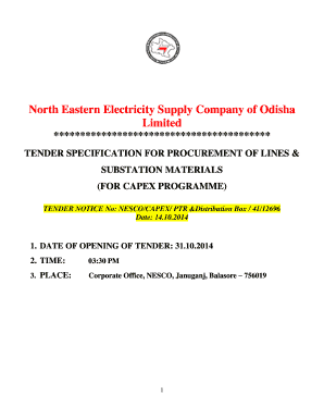 Fillable Online TENDER SPECIFICATION FOR PROCUREMENT OF LINES & Fax ...