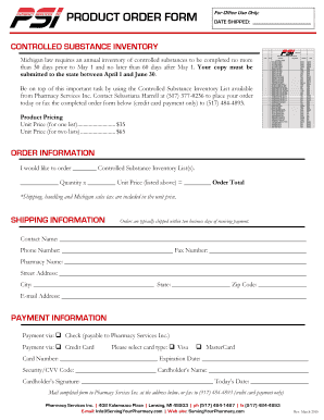 Fillable Online michiganpharmacists Printable order form - Michigan ...