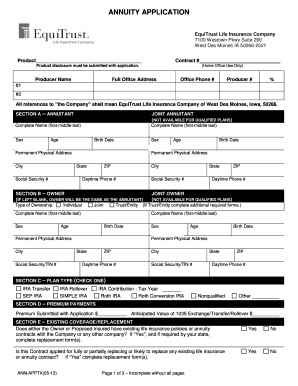 Fillable Online Ann-apptx - EquiTrust Fax Email Print - pdfFiller