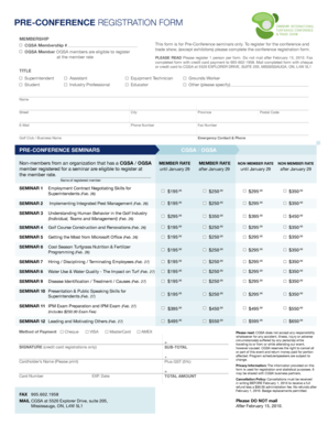 Fillable Online Pre-ConferenCe REGISTRATION FORM Fax Email Print ...