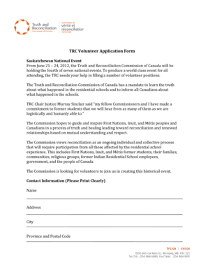 Fillable Online TRC Volunteer Application Form Fax Email Print - pdfFiller