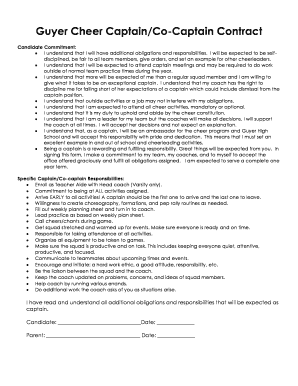 Fillable Online dentonisd Guyer Cheer CaptainCo-Captain Contract Fax ...