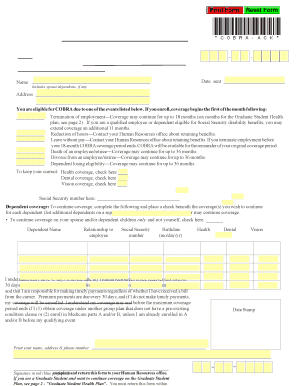 Fillable Online employees tamu COBRA Continuation Form - Human ...