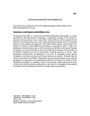 Fillable Online BUDGET DEADLINES AND SCHEDULES Fax Email Print - pdfFiller
