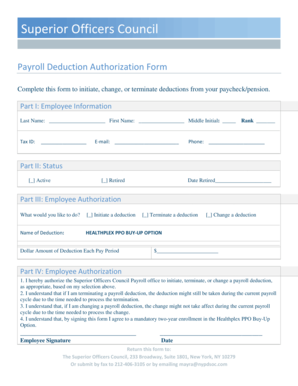 Fillable Online Payroll Deduction Authorization Form - Superior Officers Council Fax Email Print ...