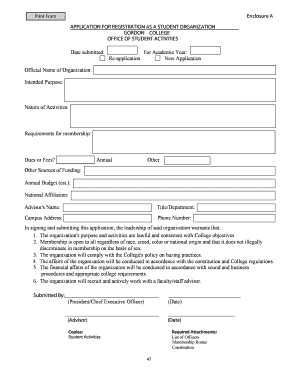 Fillable Online Enclosure A APPLICATION FOR REGISTRATION AS A Fax Email ...