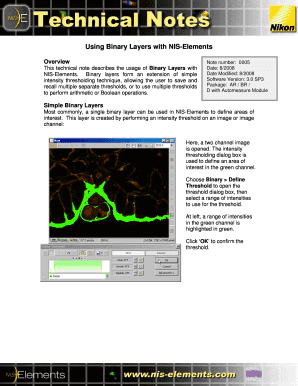 Fillable Online kcl ac 06 How to use Binary Layers with NIS-Element. Programme Approval Form ...