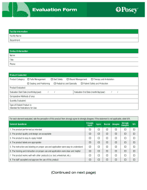 Fillable Online MKT0343 Product Evaluation Form-RevA 081414.pdf - Posey ...