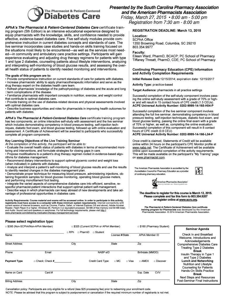 Fillable Online Diabetes Registration Form.pub - South Carolina ...