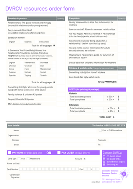 Fillable Online dvrcv org DVRCV resources order form - Domestic ...
