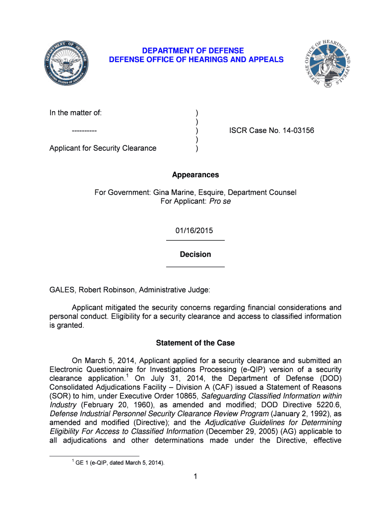 Fillable Online dod For Government Gina Marine, Esquire, Department ...