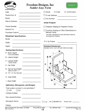 Fillable Online FDI Toddler Easy Form - Freedom Designs Fax Email Print - pdfFiller