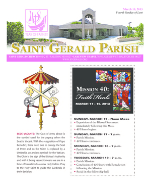 Fillable Online March 10 2013 Fourth Sunday of Lent - St Gerald Fax ...